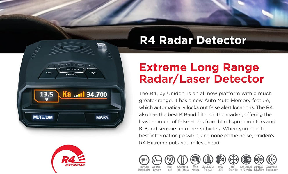 Uniden R4 Extreme Long-Range Laser/Radar Detector – Uniden America ...
