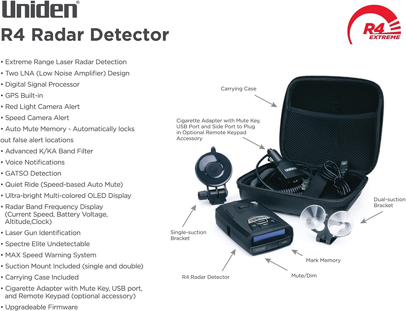 Uniden R4w Extreme Long-Range Laser/Radar Detector – Uniden America ...